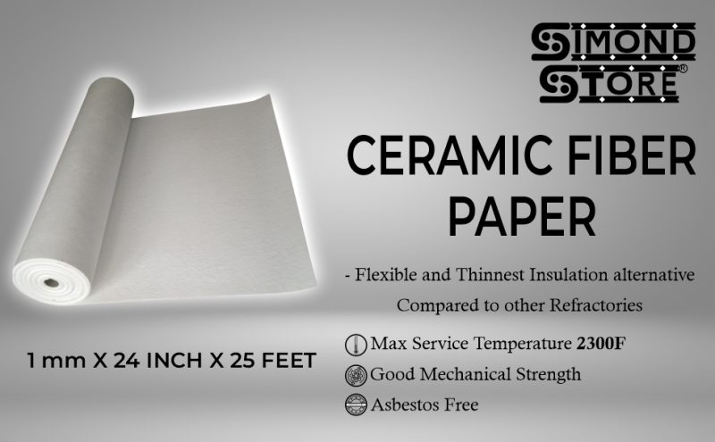 Ceramic Fiber Paper, 2300F Rated, 1 mm (1/32″) Thick x 24 Inch x 25 ...
