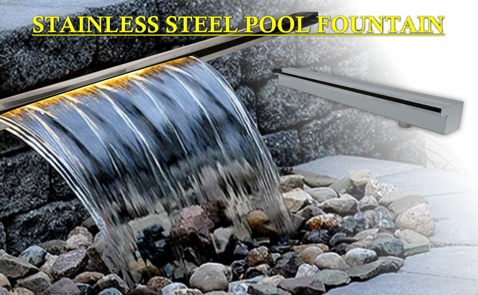 SIMOND STORE Spillway Waterfall Fountain 47.2″ x 4.5″ x 3.1″, Stainless ...