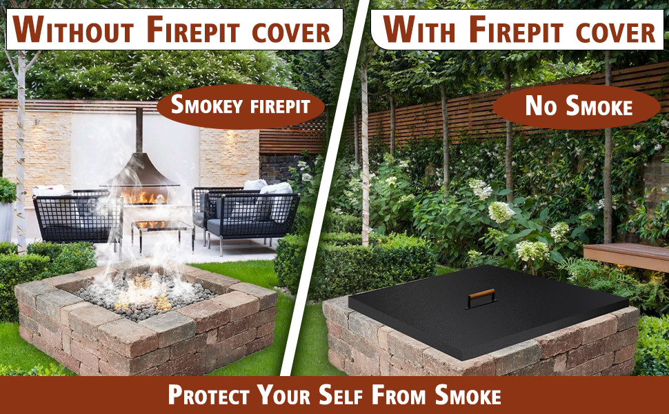 FEBTECH – Steel Fire Pit Lid – 42 x 42 Inch – Fire Pit Snuffer Lid ...