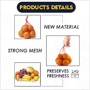 15″ Red Reusable 500 Poly Mesh Net Bags Produce Grocery Fruit Vegetable ...