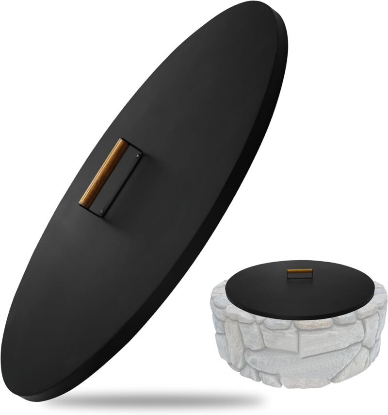 FEBTECH Firepit Snuffer Lid – Carbon Steel 35 Inch Fire Pit Lid with ...