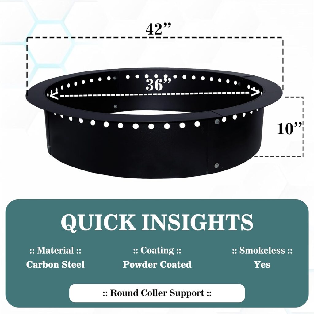 FEBTECH – Smokeless Fire Pit Insert – Steel 42″ Round Foldable Fire Pit ...
