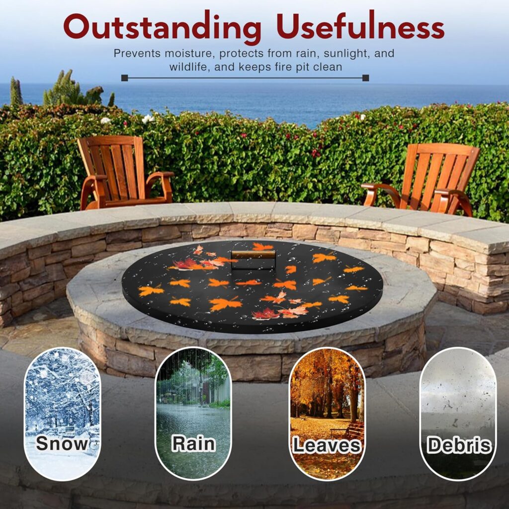 FEBTECH Firepit Snuffer Lid – Carbon Steel 35 Inch Fire Pit Lid with ...