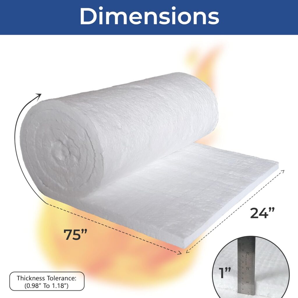 Ceramic Fiber Insulation Blanket – 8# 2400F – 1″ x 24″ x 75″ and 5lbs ...