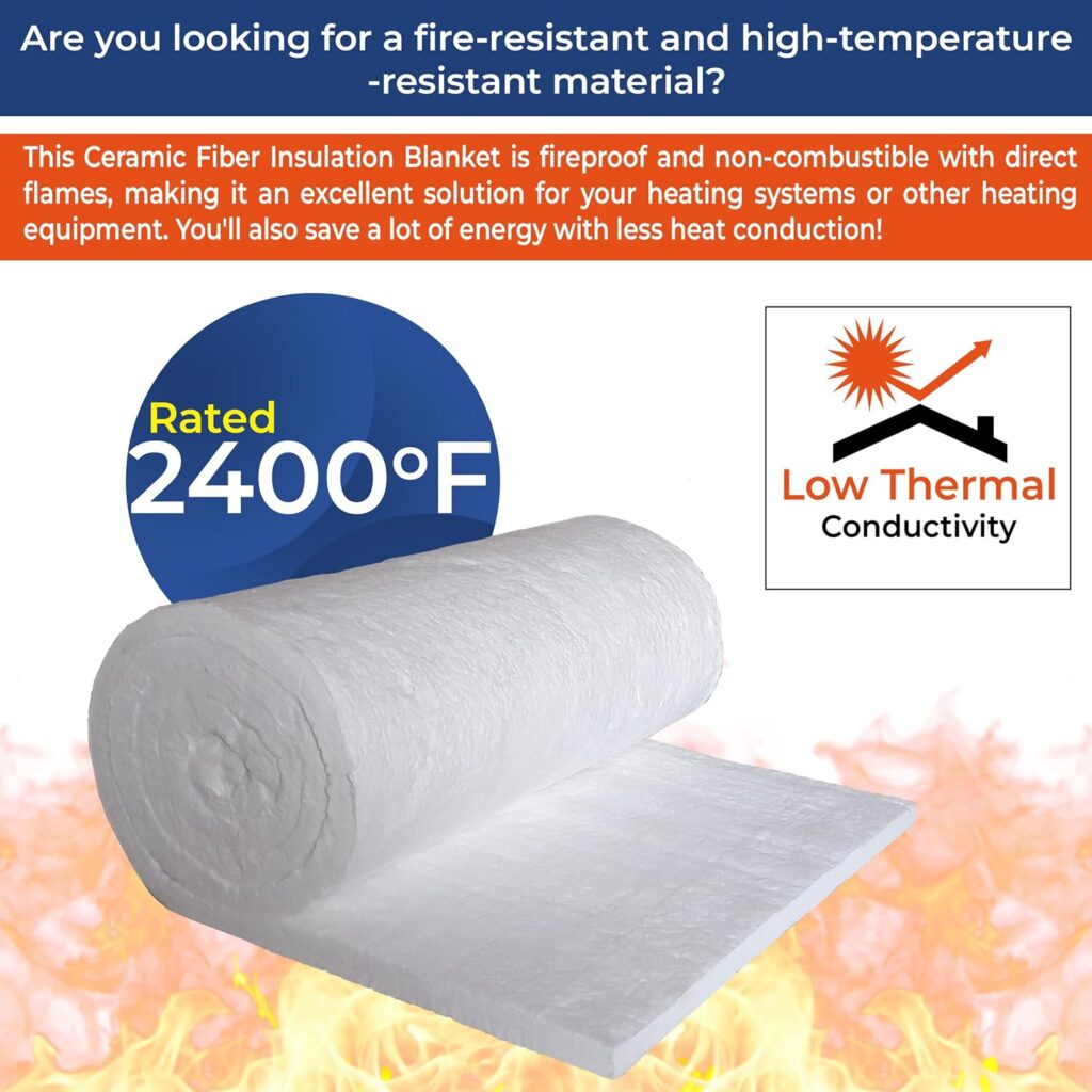 Ceramic Fiber Insulation Blanket – 8# 2400F – 1″ x 24″ x 75″ and 5lbs ...