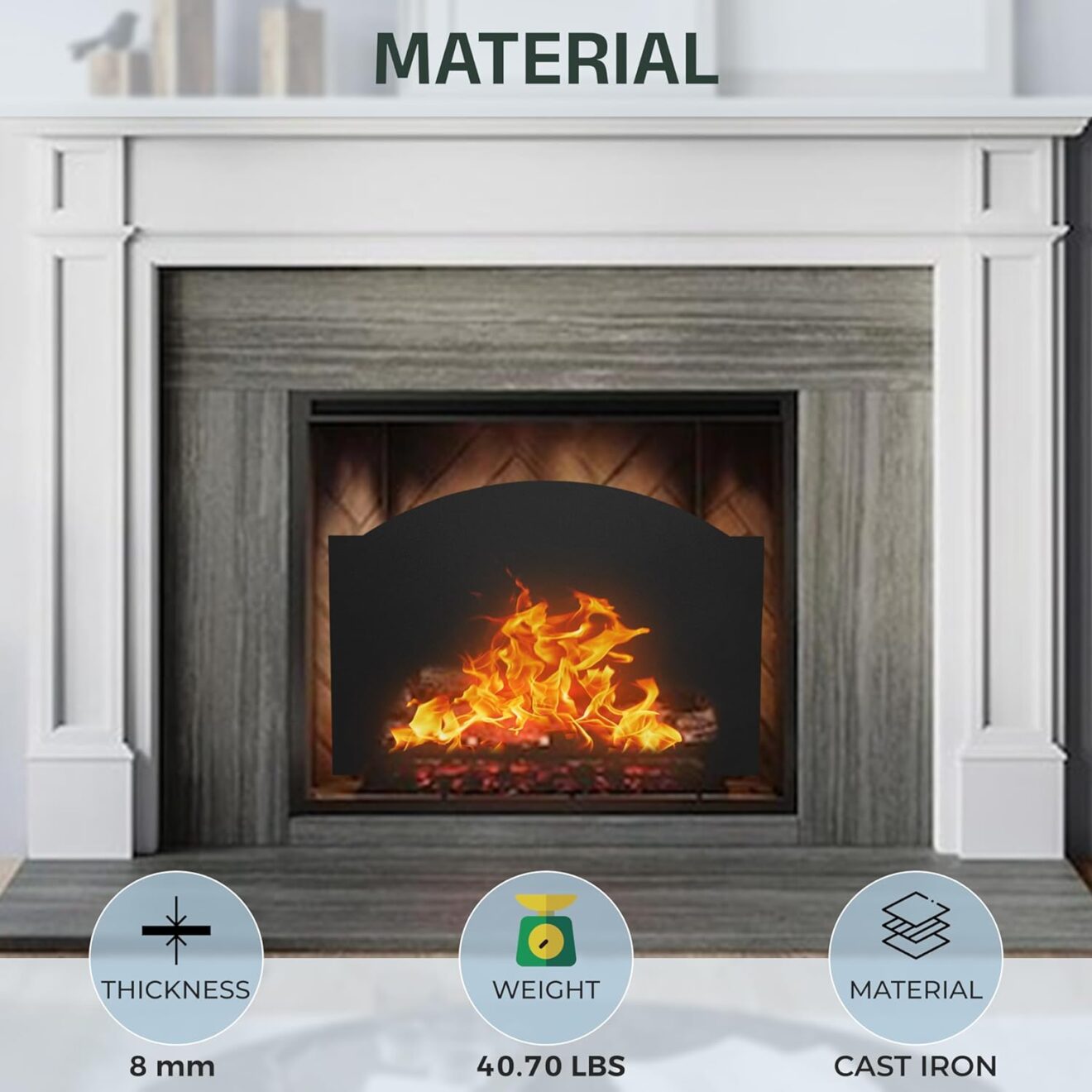 Simond Store – Fire Back 26”- Firebacks for Fireplace with Feet – Cast ...