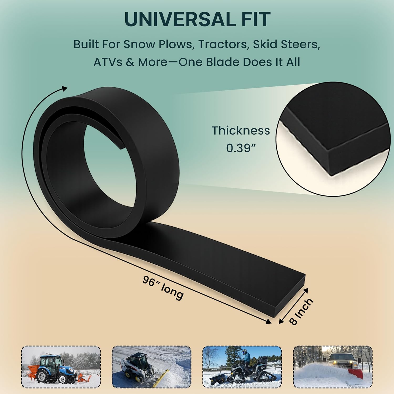 SIMOND STORE – Rubber Snow Plow Cutting Edge ?Heavy Duty 120″ x 6″ x 0. ...